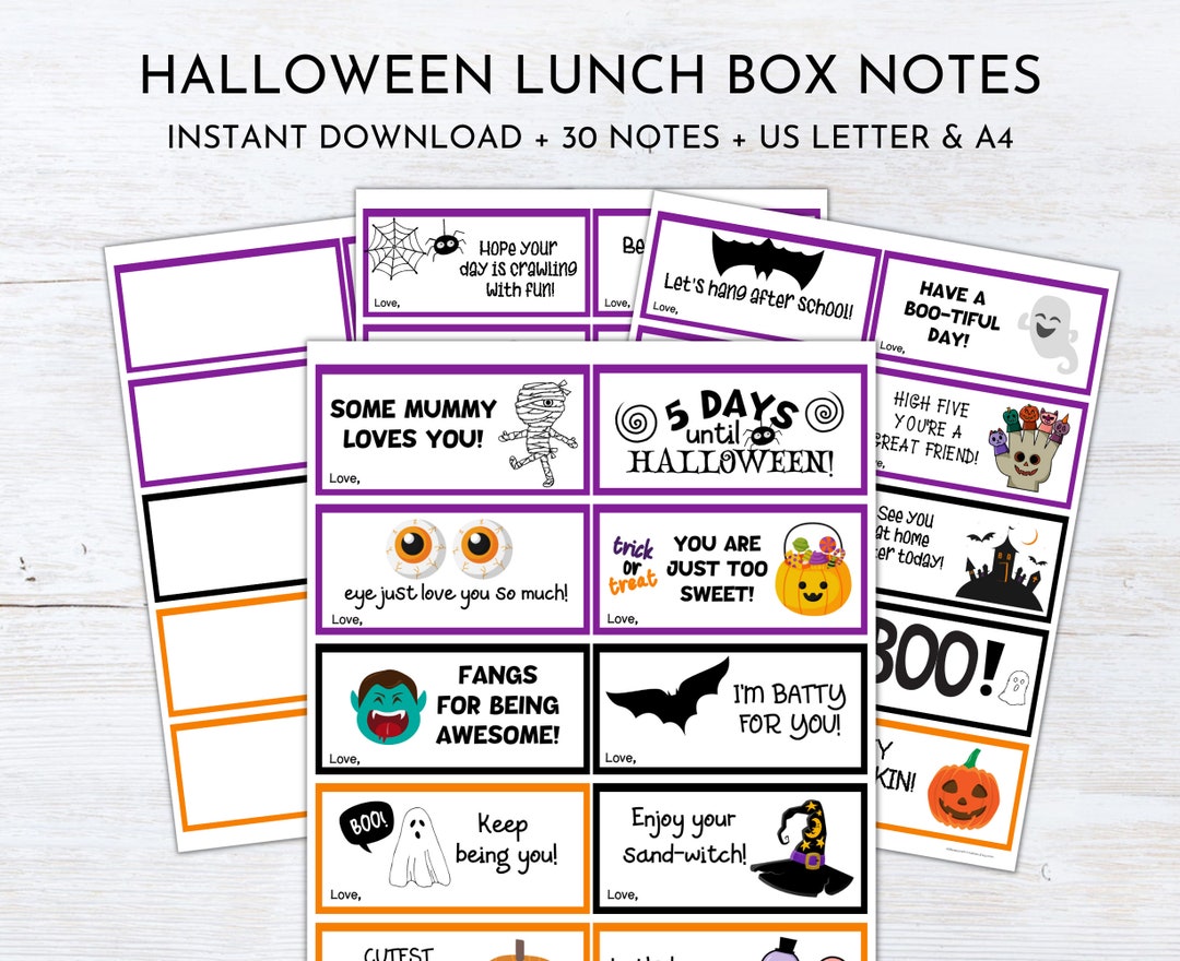 Halloween Lunch Box Notes for Kids Positive Affirmations for Kids Last ...