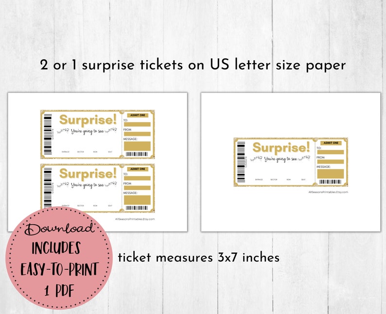 Printable Concert Ticket Template | Surprise Concert Gift Template ...