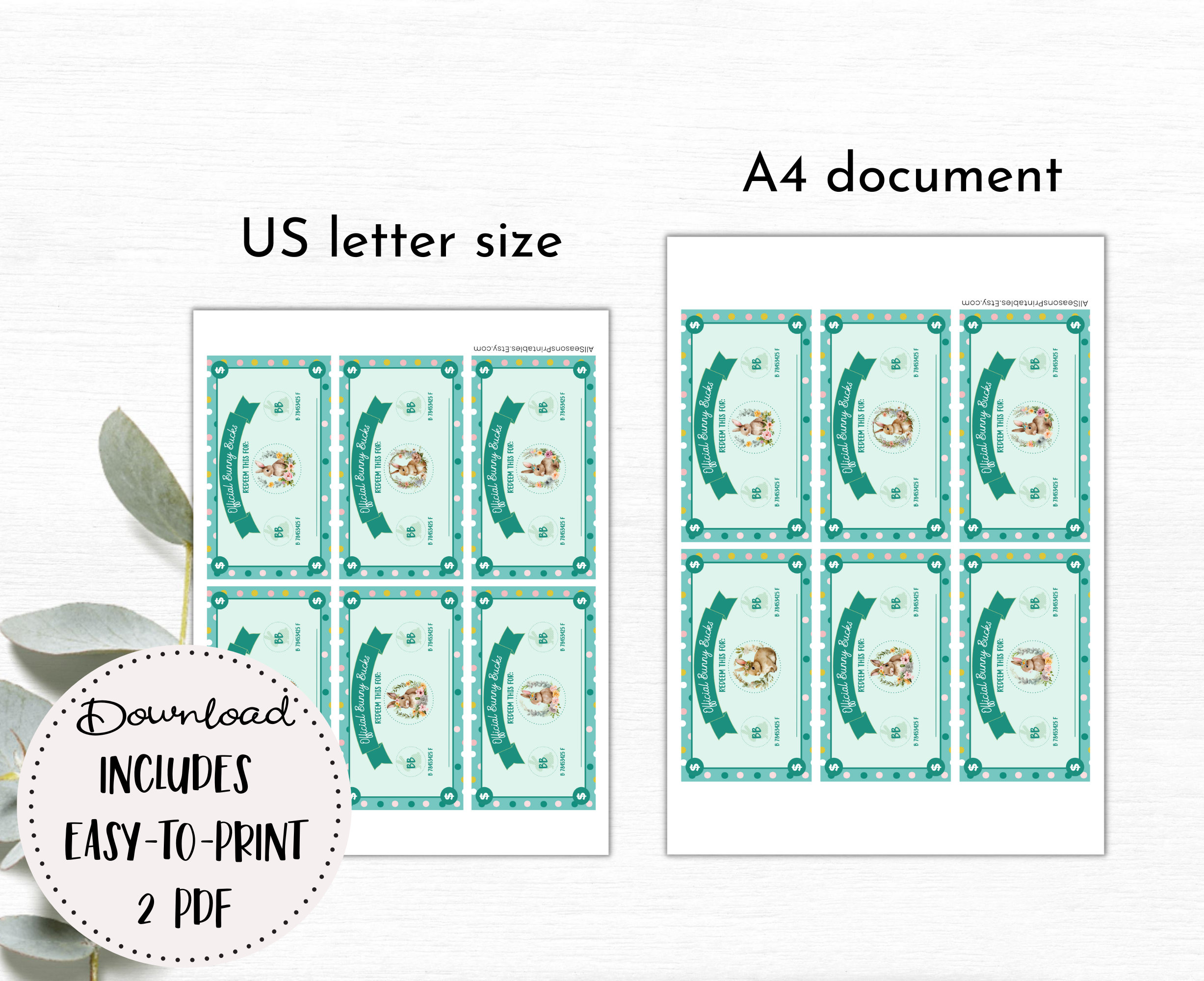 Bunny Bucks Printable | Easter Egg Fillers | Easter Basket Stuffer ...