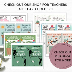 Teachers Gift Card Holder Printable Teacher Appreciation Week Teachers ...