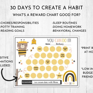 Reward Chart for Kids | Editable Reward Chart Bear and Bees ...