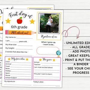 First Day of School Questionnaire | Back to School Questions | Editable ...