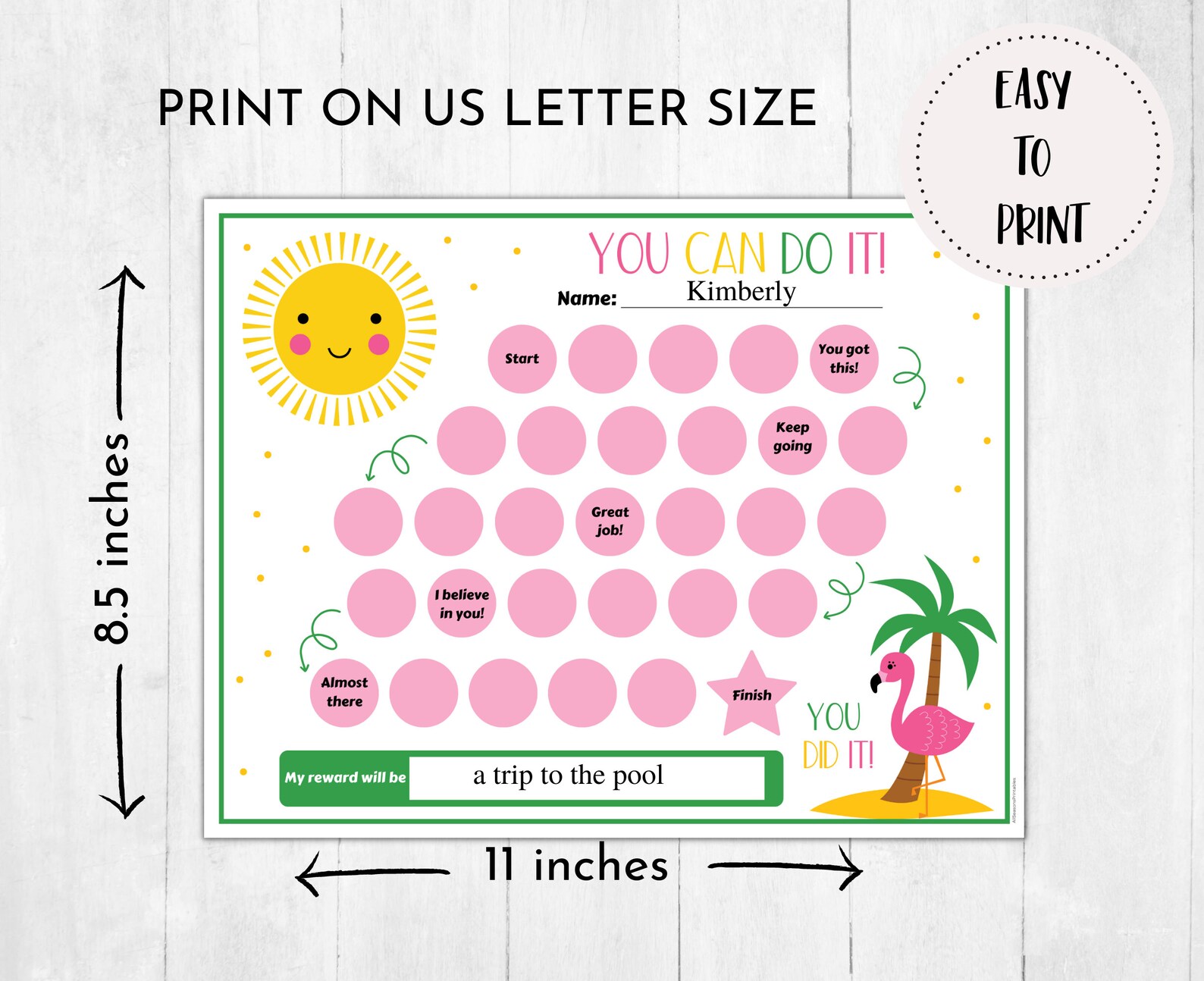 Summer Flamingo Reward Chart for Kids | Editable Reward Chart ...