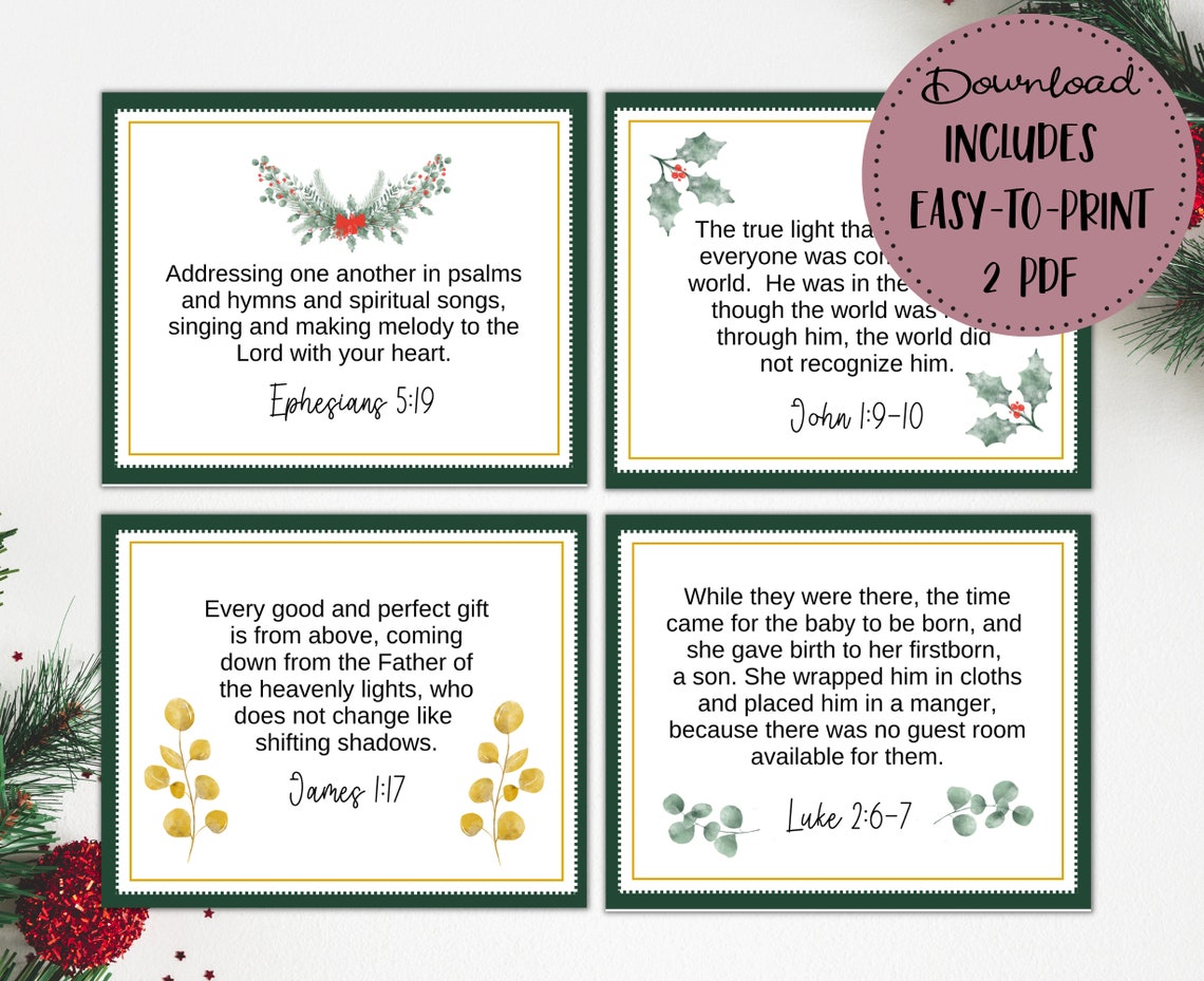 24 Christmas Scripture Cards Printable Christmas Bible Verse - Etsy