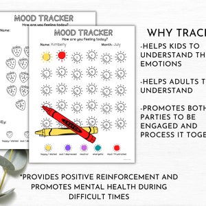 Mood Tracker for Kids | Daily Mood Tracker for Kids | Monthly Mood ...