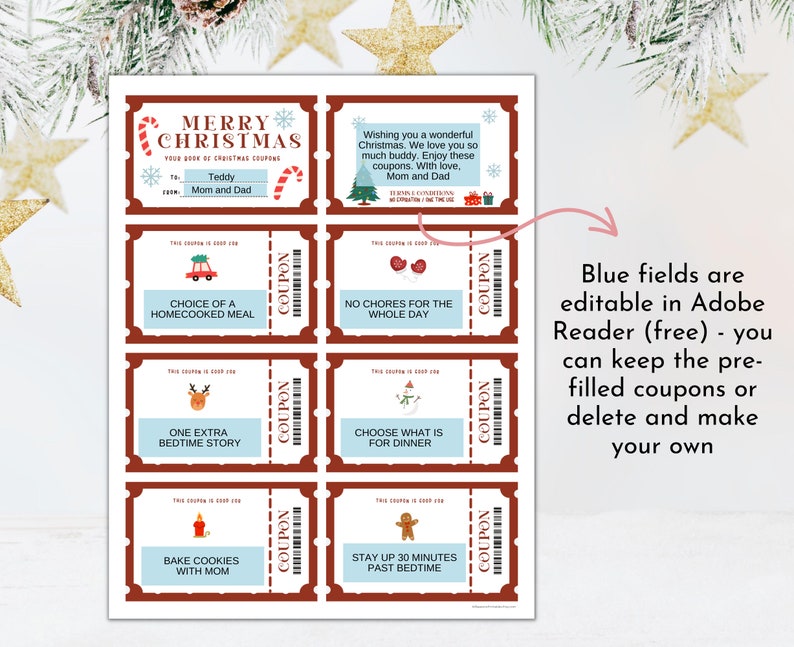 Kids Christmas Coupon Book Printable Christmas Coupons - Etsy