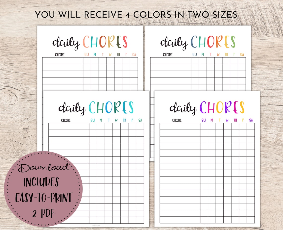 Editable Chore Chart Kids Chore Chart Chore Chart - Etsy