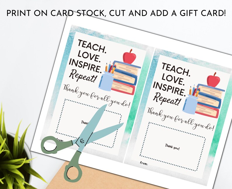 Teach Love Inspire Teacher Appreciation Gift Card Holder - Etsy