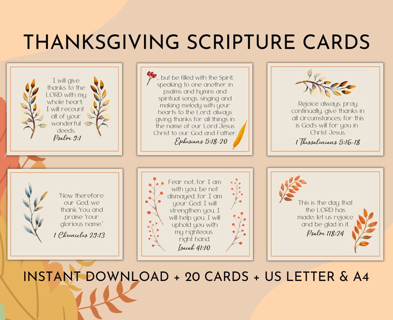 20 Thanksgiving Scripture Cards Gratitude Christian Cards - Etsy