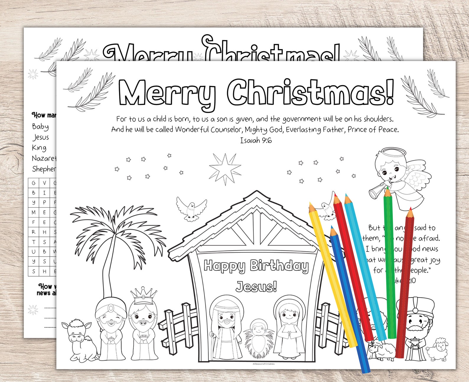 Christmas Nativity Placemat Activity Printable | Nativity Scene ...