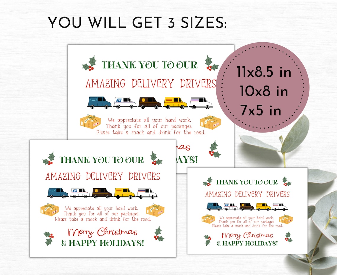 Delivery Drivers Thank You Sign Printable Delivery Drivers - Etsy