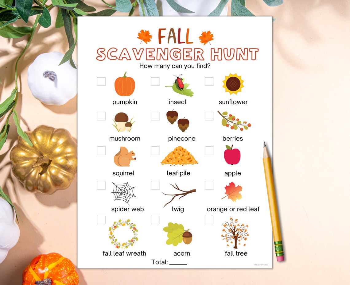 Fall Scavenger Hunt Printable Autumn Outdoor Activity - Etsy