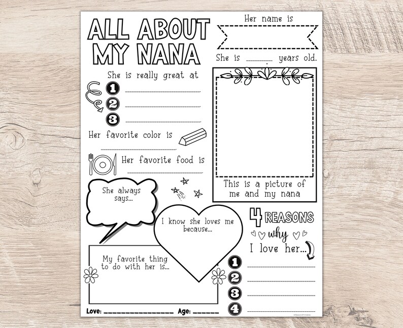 All About My Grandma Questionnaire All About My Nana - Etsy