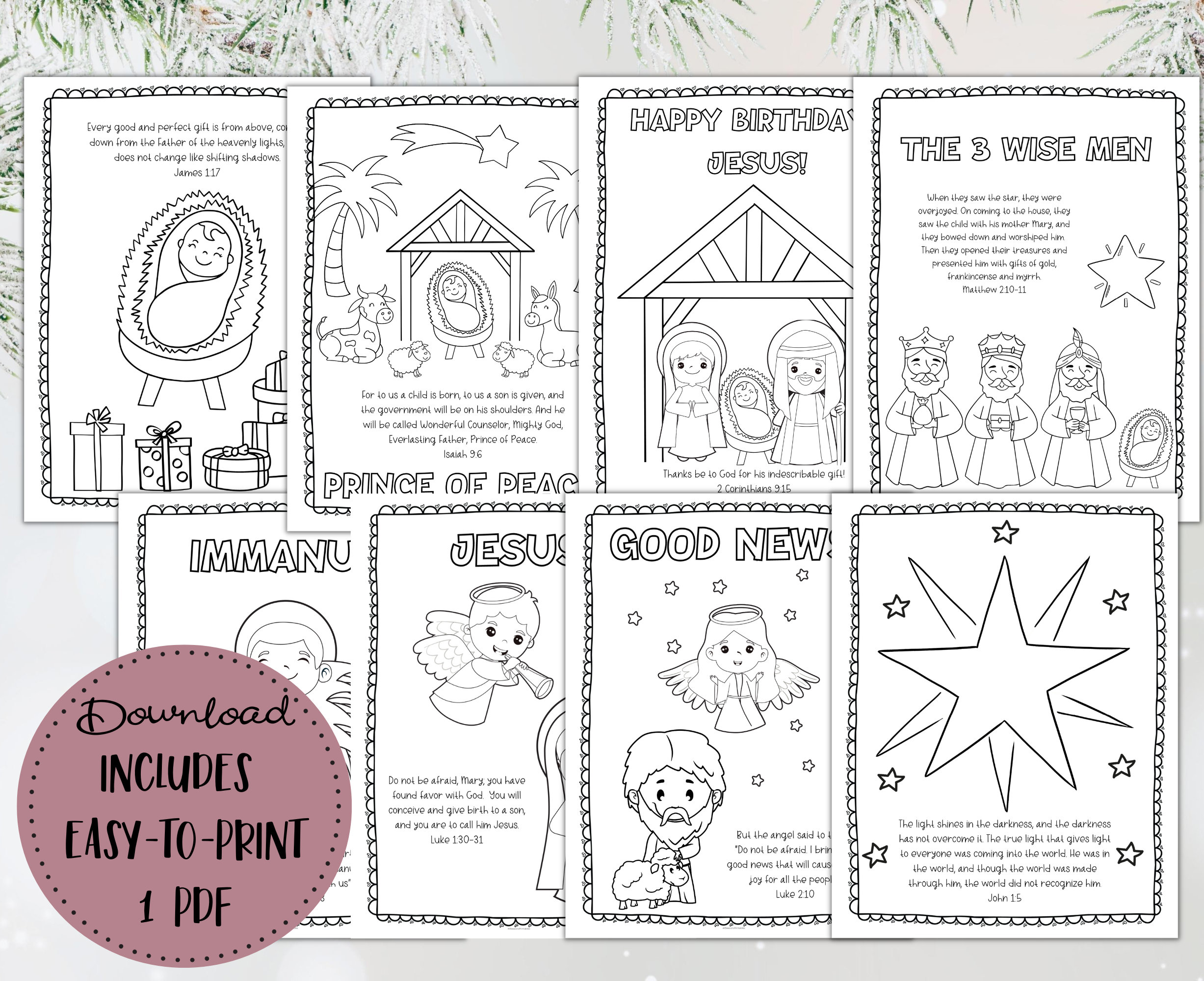 Nativity Coloring Pages Printable Christmas Nativity Story Coloring ...