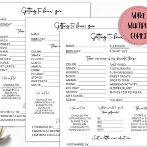 Getting to Know You Printable | Coworker Questions | All About Me ...