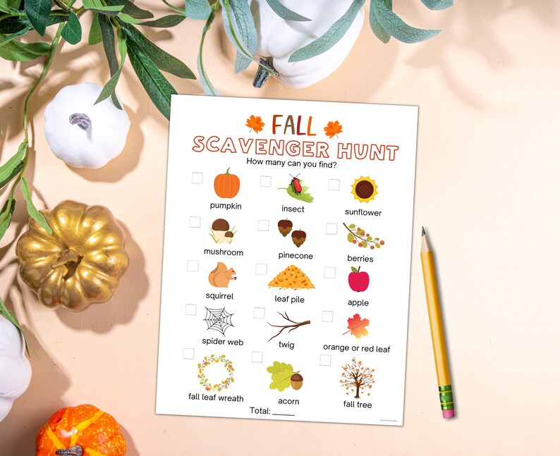 Fall Scavenger Hunt Printable Autumn Outdoor Activity - Etsy