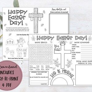Christian Easter Placemat Activities | Easter Placemat Activity Sheet ...
