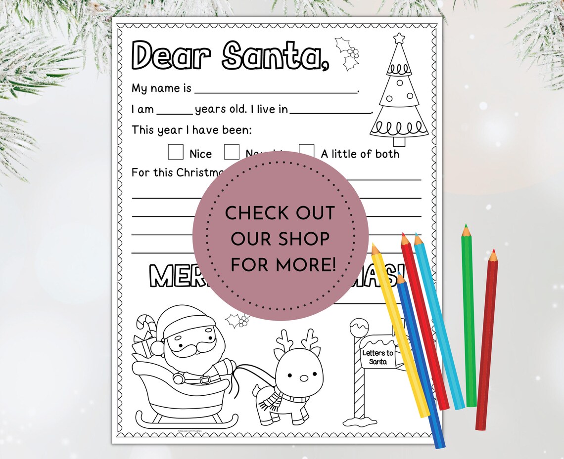 Letter to Santa Kit Printable Letter to Santa Template With - Etsy