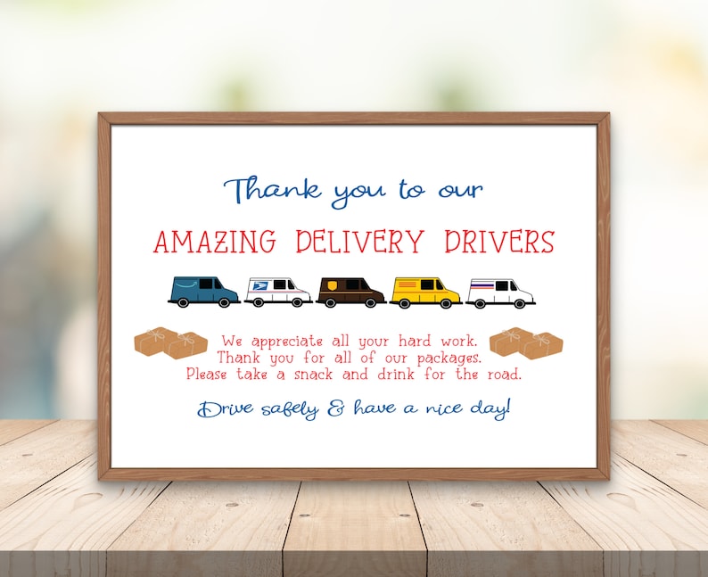Delivery Drivers Thank You Sign Printable Delivery Drivers - Etsy
