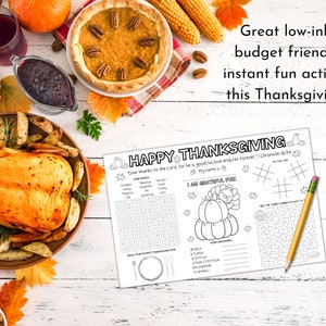 Christian Thanksgiving Activity Placemat | Family Dinner, Sunday School ...