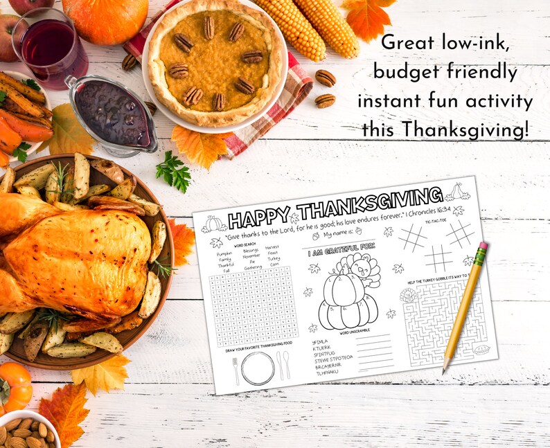 Christian Thanksgiving Activity Placemat | Family Dinner, Sunday School ...