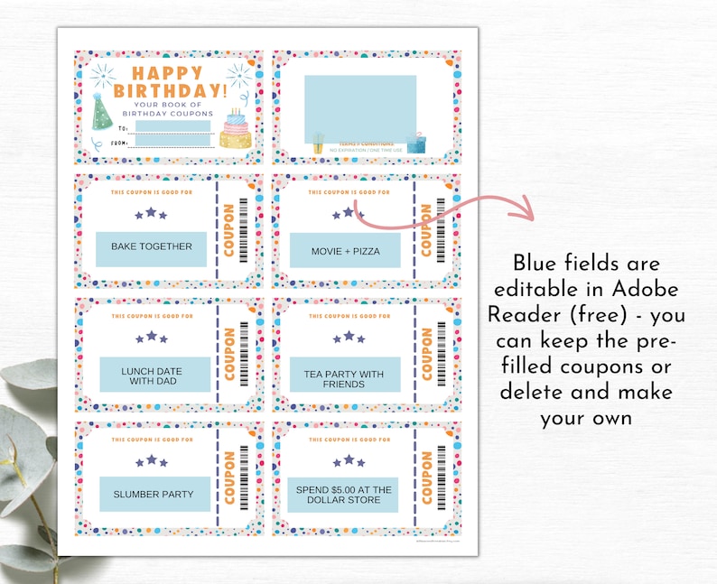 Birthday Coupon Book | Printable Birthday Coupons for Kids | Birthday ...