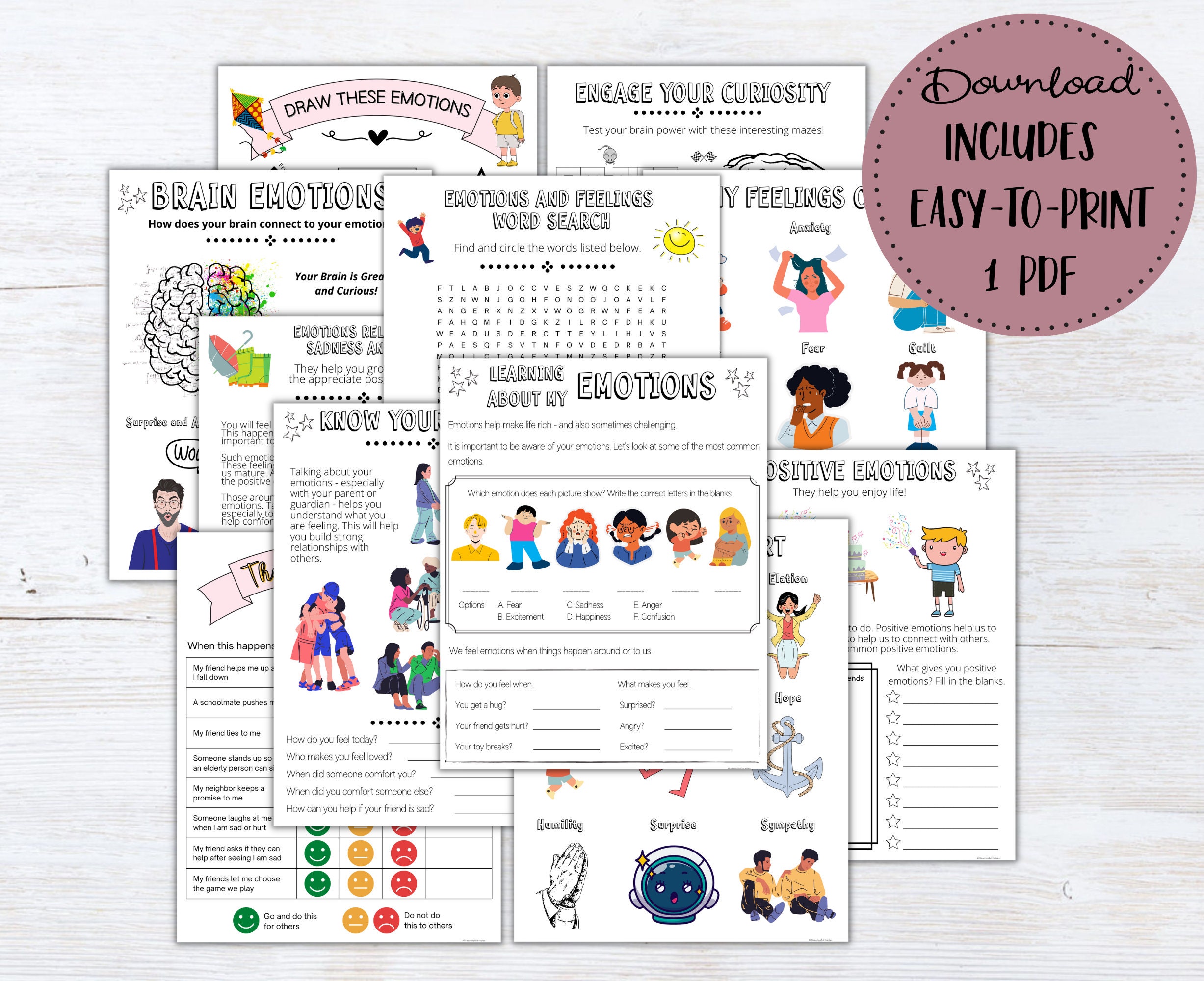 Emotions and Feelings Worksheets Printable | Emotions Activities for ...