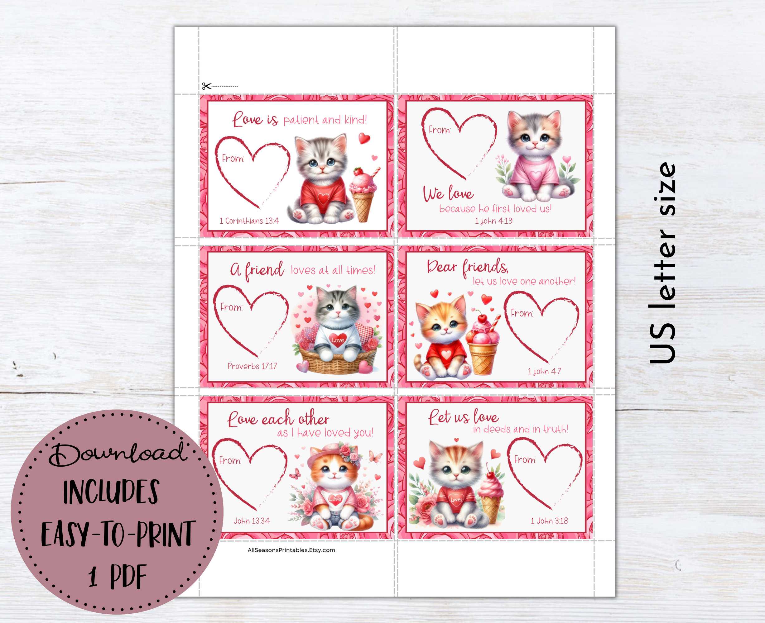 Editable Cats Bible Valentines Cards, Love Scriptures, Love Bible ...