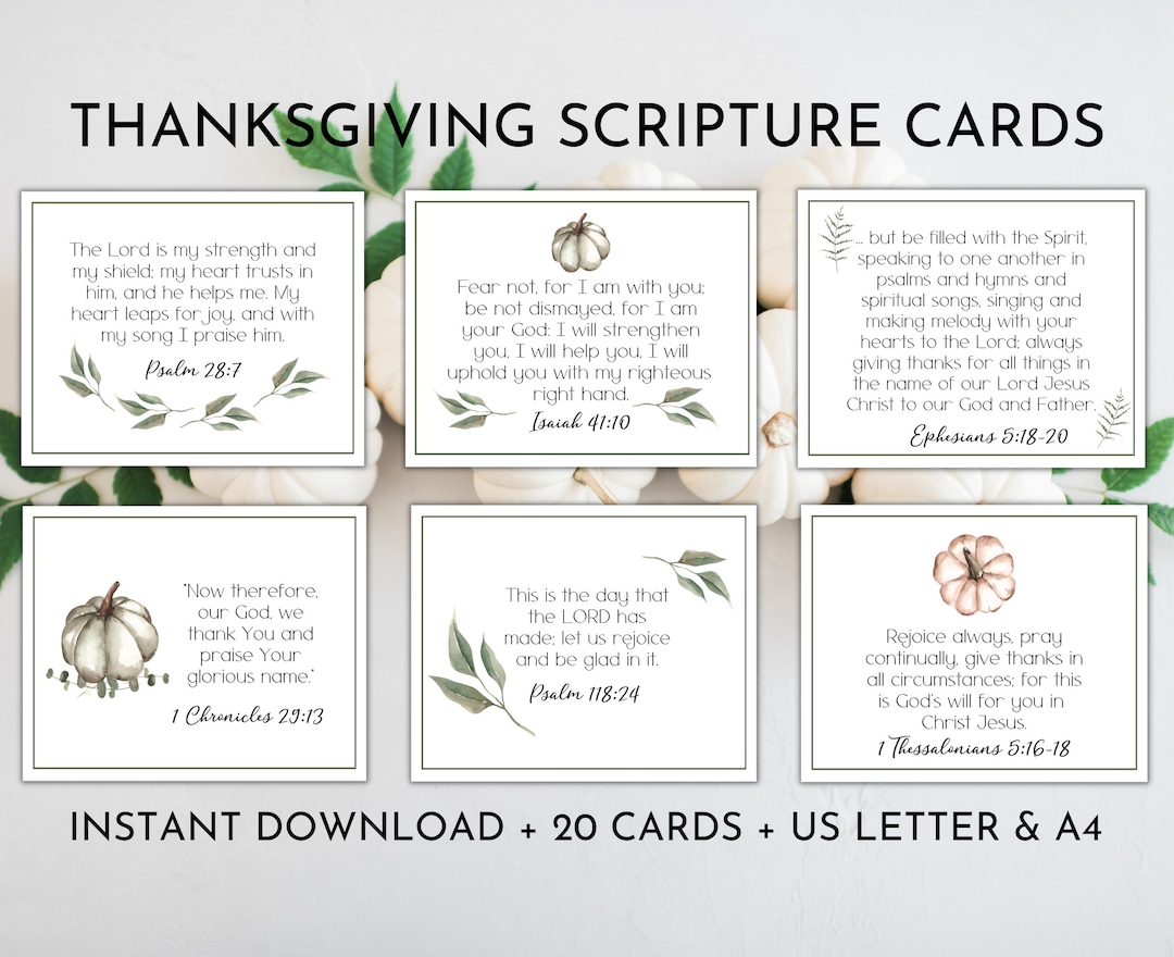 20 Thanksgiving Scripture Cards Gratitude Christian Cards - Etsy
