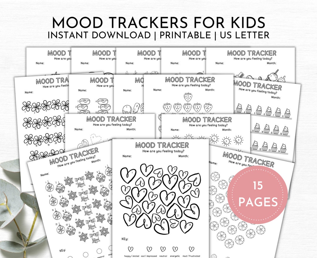 Mood Tracker for Kids | Daily Mood Tracker for Kids | Monthly Mood ...