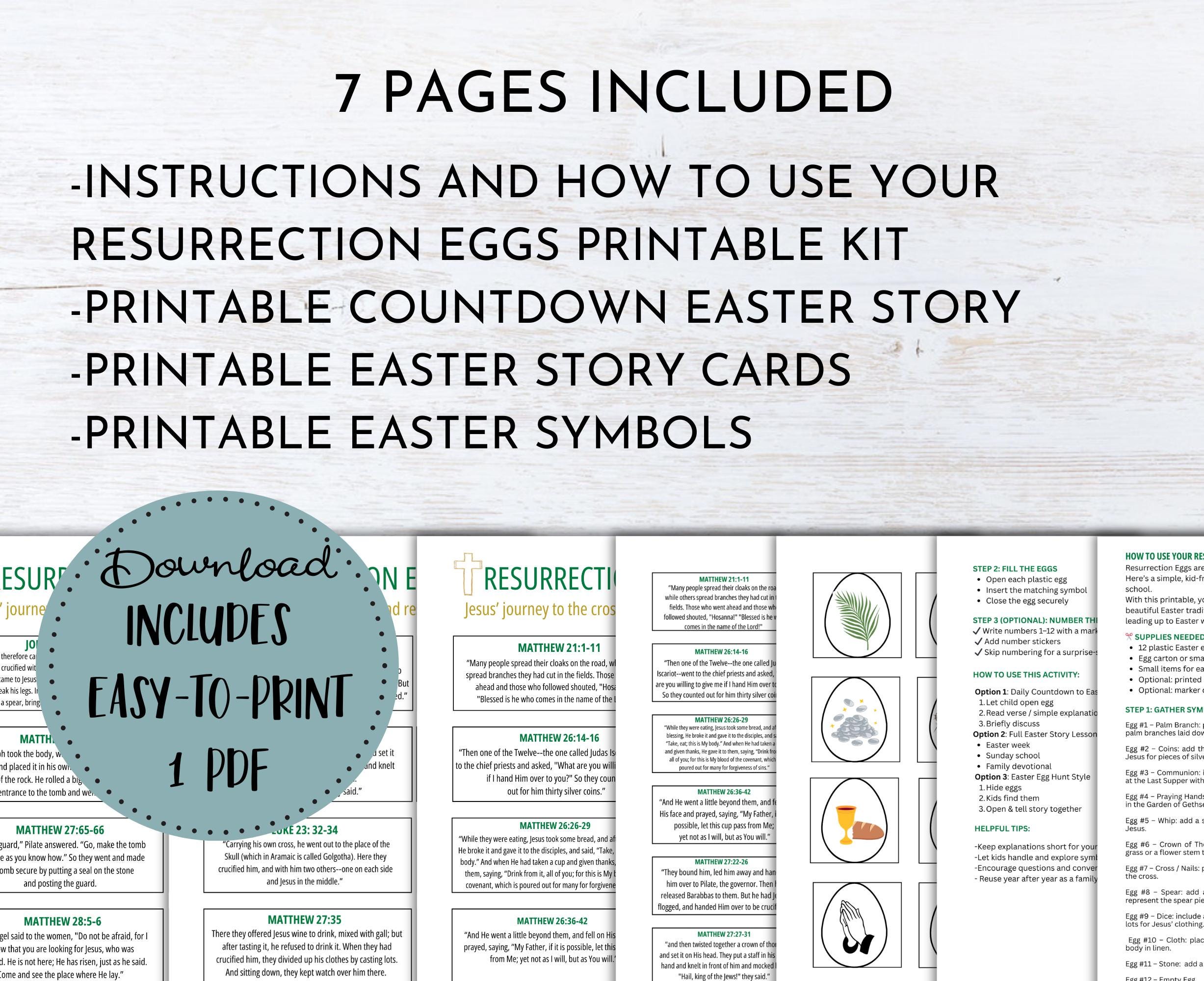Resurrection Eggs Printable Kit, Resurrection Eggs Story, Christian ...
