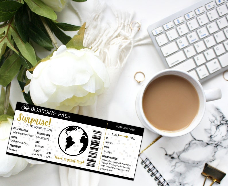 Printable Surprise Trip Ticket Custom Airplane Ticket - Etsy