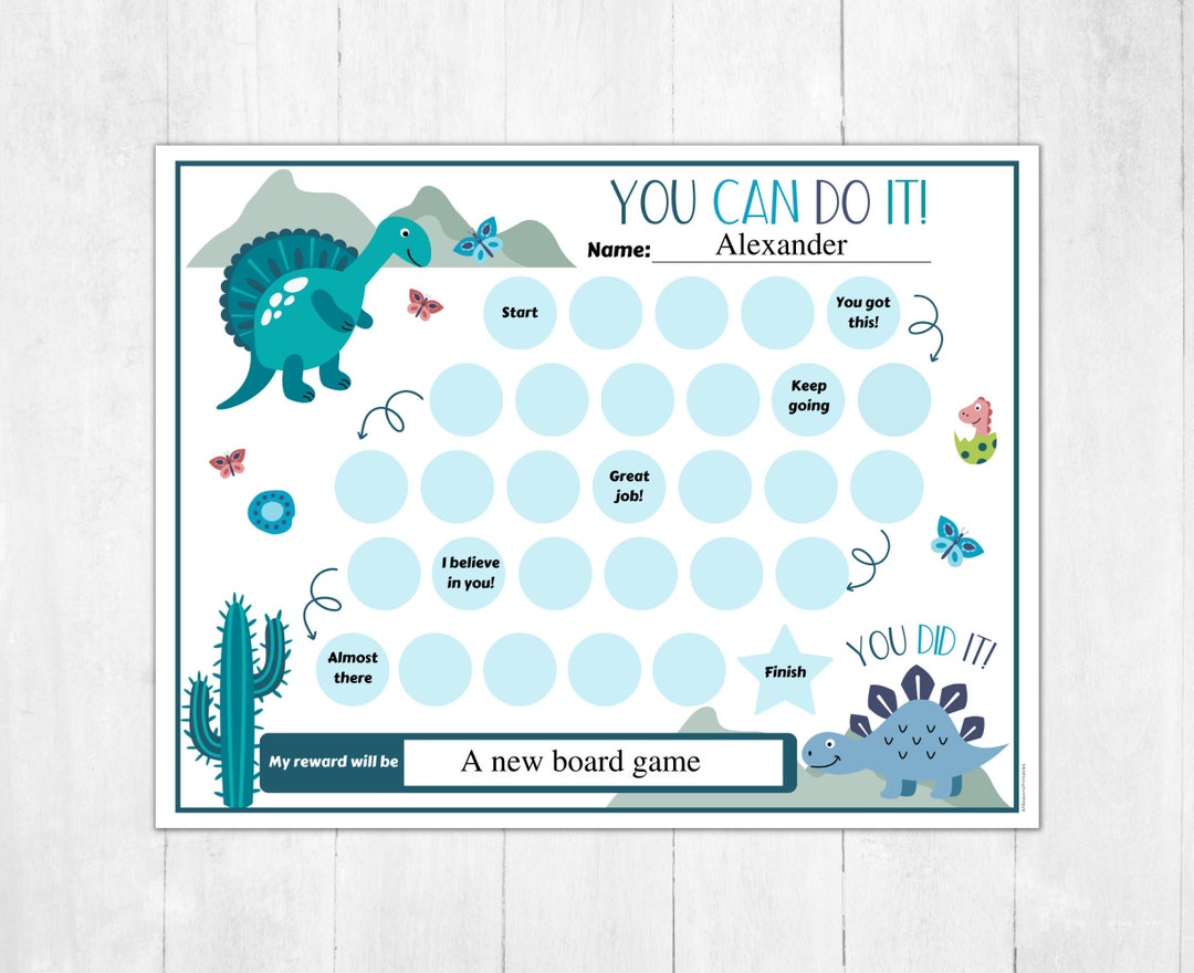 Dinosaur Reward Chart for Kids | Editable Reward Chart | Responsibility ...