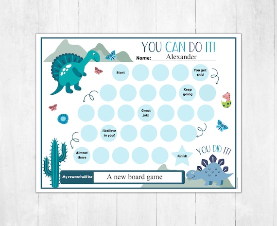 Dinosaur Reward Chart for Kids Editable Reward Chart - Etsy