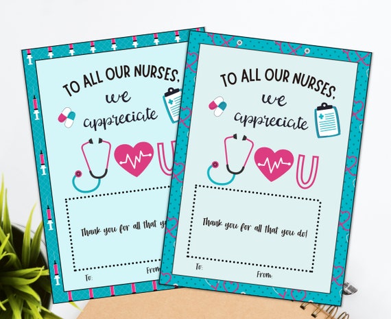 Nurses Appreciation Gift Card Holder Printable We Appreciate | Etsy