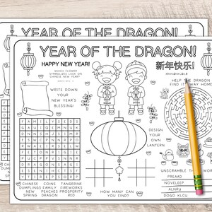 Chinese New Year 2024 Placemat Activity Sheet | Year of the Dragon ...