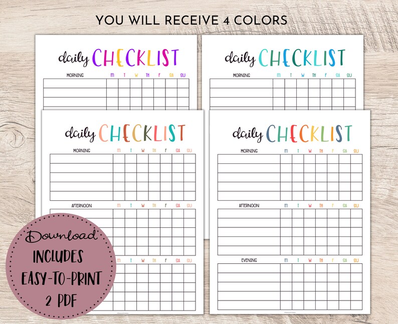 Kids Daily Checklist Editable Kids Routine Chart Kids - Etsy