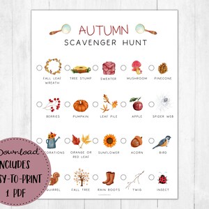 Fall Scavenger Hunt Printable Autumn Outdoor Activity Neighborhood ...