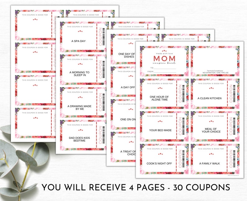 Mom Coupon Book | Mother's Day Coupon Book | Printable Mothers Day ...