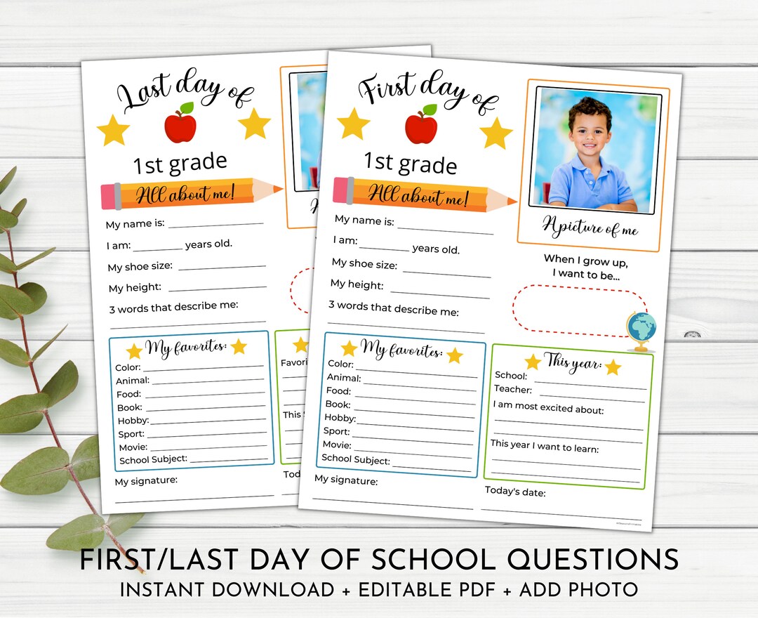 First Day of School Questionnaire | Back to School Questions | Editable ...
