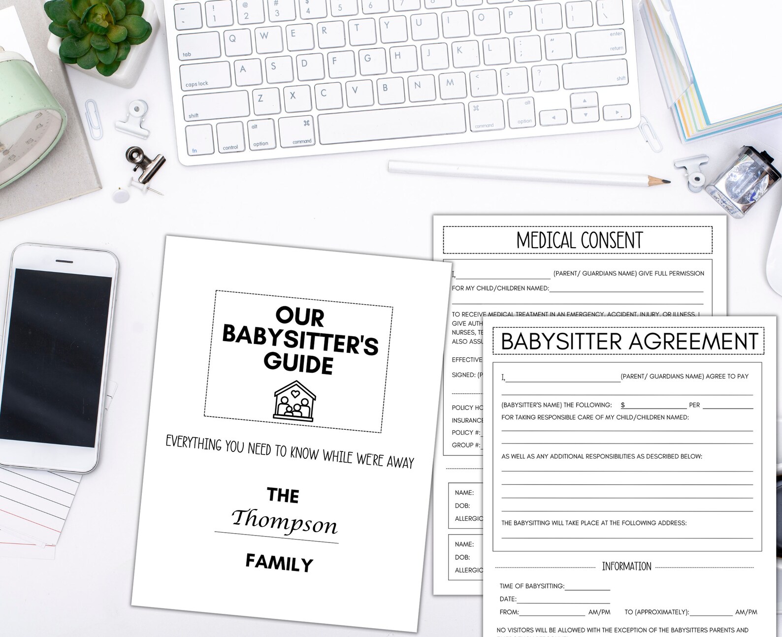 Babysitter Planner Kit | Babysitter Information Sheet | Babysitter ...