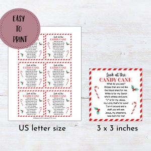 Legend of the Candy Cane Gift Tags, Meaning of Christmas Candy Cane ...