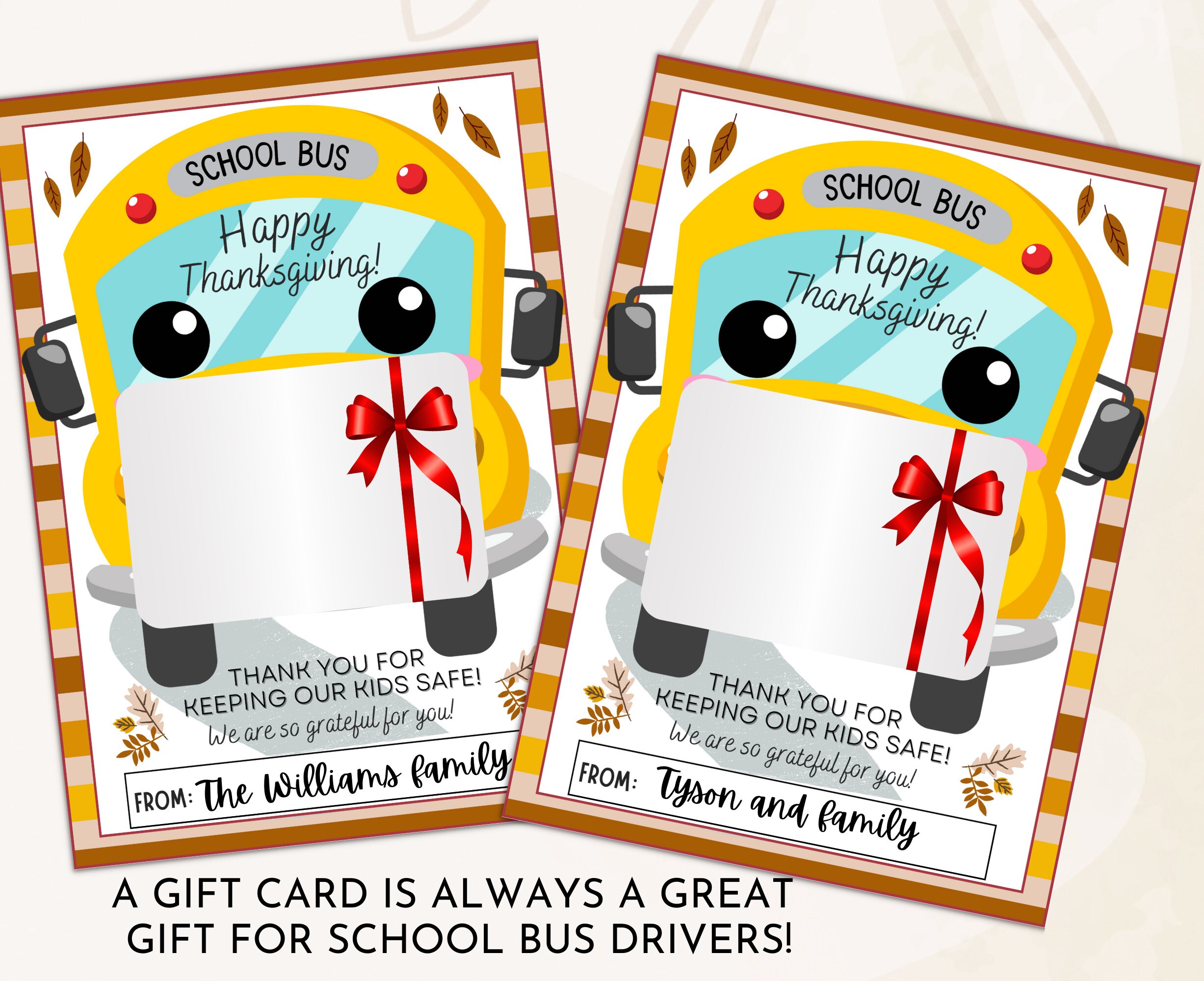 School Bus Thanksgiving Gift Card Holder | Printable School Bus Gift ...