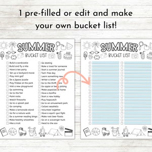 Summer Bucket List Printable | Summer Bucket List for Kids | Summer ...