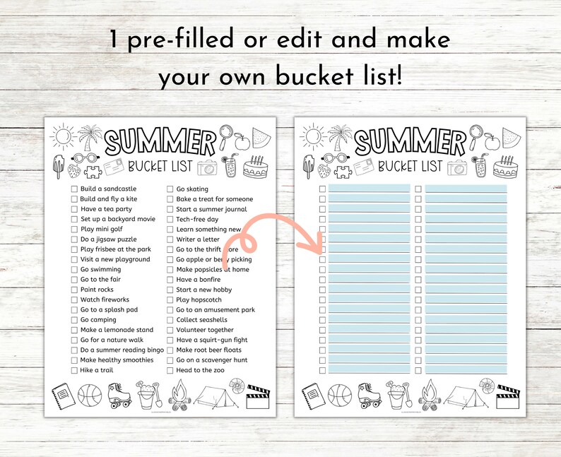 Summer Bucket List Printable | Summer Bucket List for Kids | Summer ...