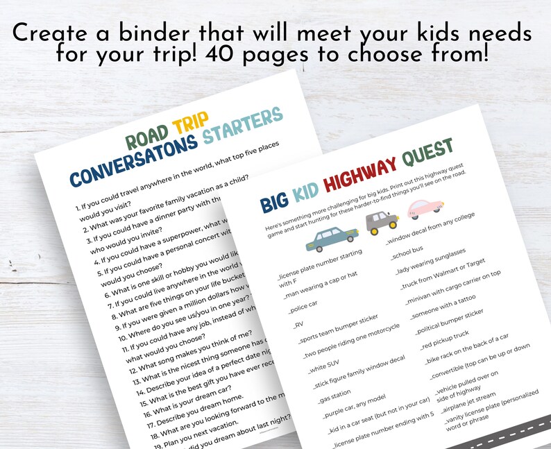 Road Trip Activity Pack Printable Road Trip Activities for - Etsy