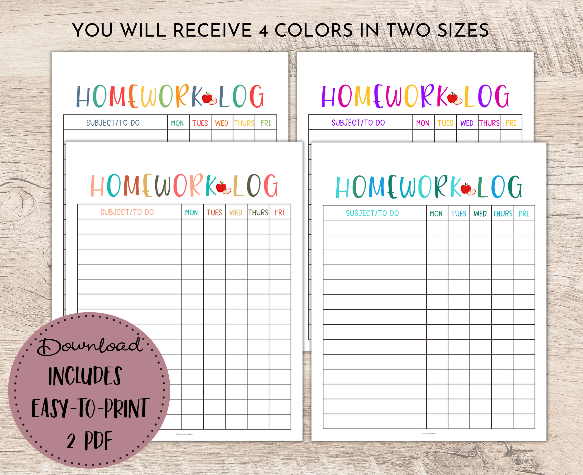 Homework Log Printable | Homework Tracker for Kids | Printable Homework ...