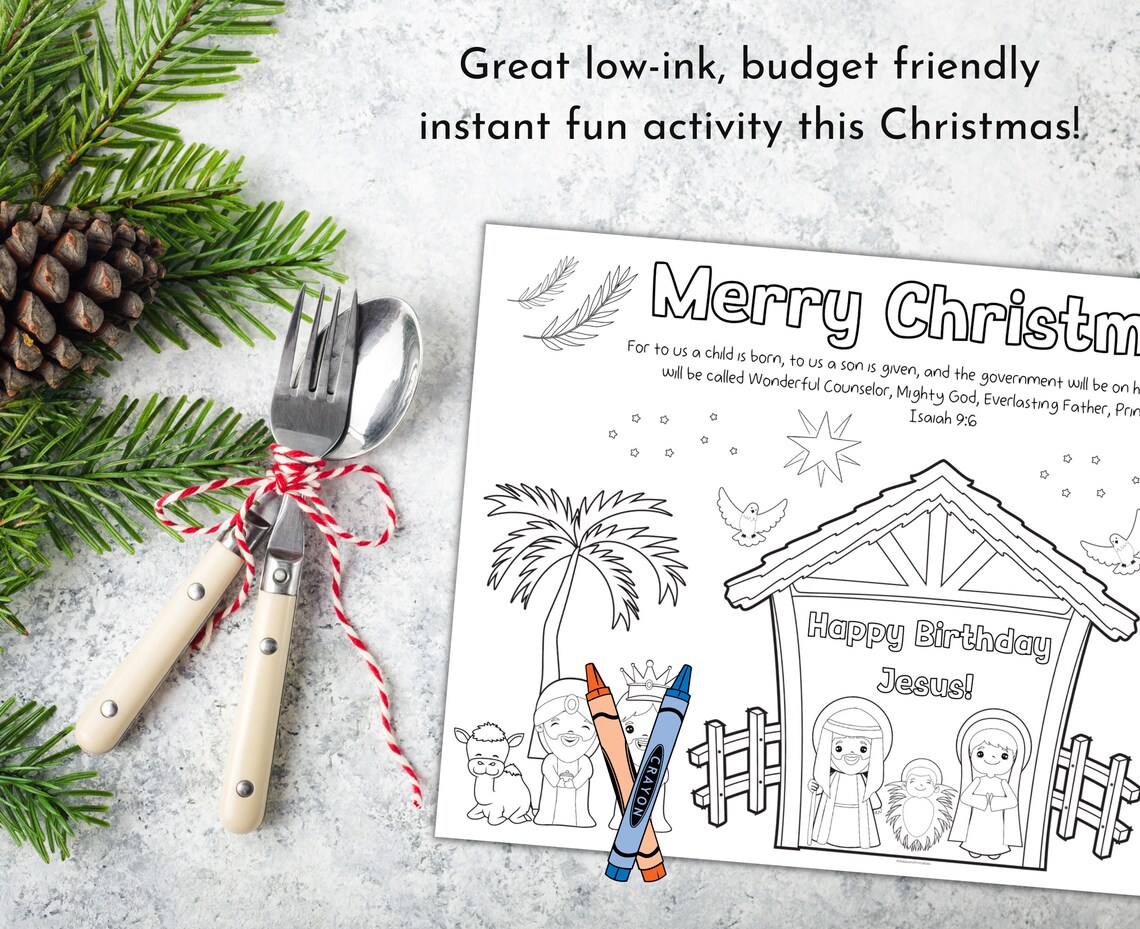 Christmas Nativity Placemat Activity Printable | Nativity Scene ...
