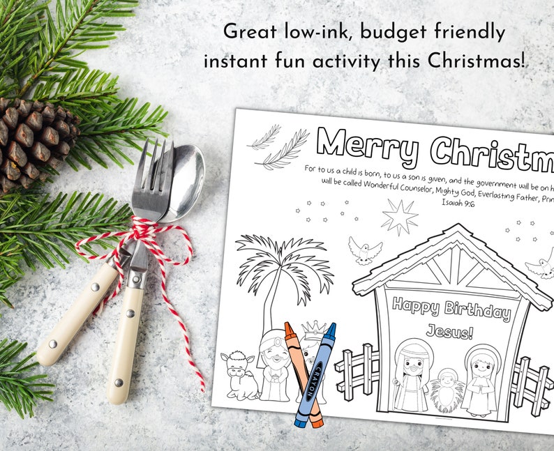 Christmas Nativity Placemat Activity Printable | Nativity Scene ...