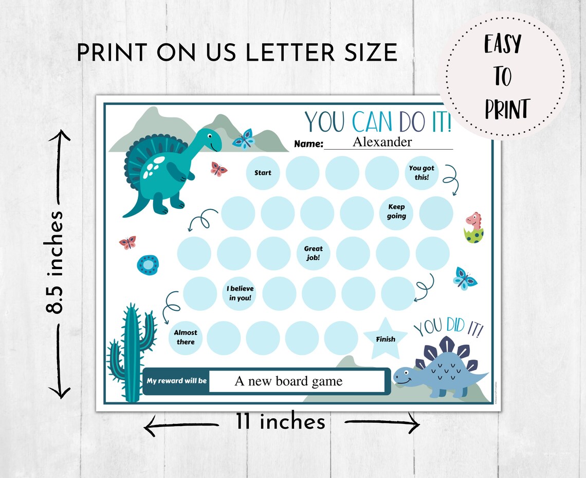 Dinosaur Reward Chart for Kids Editable Reward Chart - Etsy